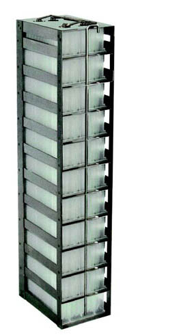 Vertical freezer rack for tubes made of resistant steel